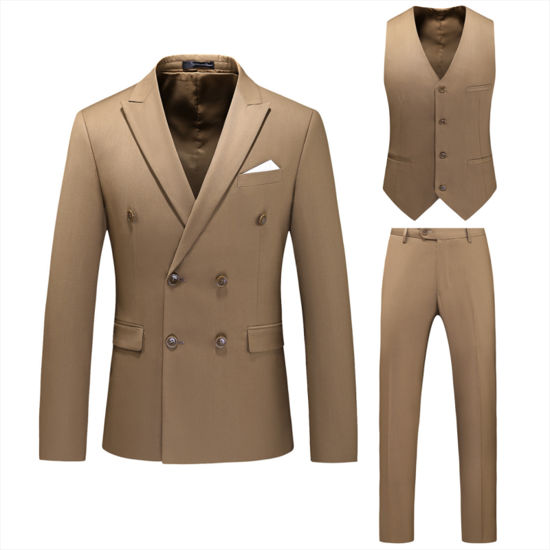 Peak Lapel Double Breasted Coffee Men Suits For Formal | Bradymensuit