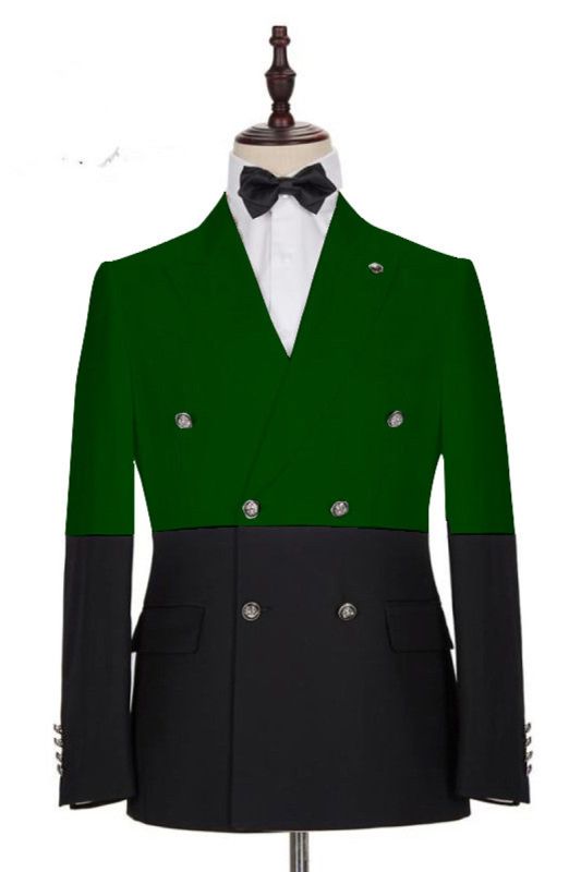 Marcos Dark Green and Black Custom Slim Fit Double Breasted Mens Suit ...