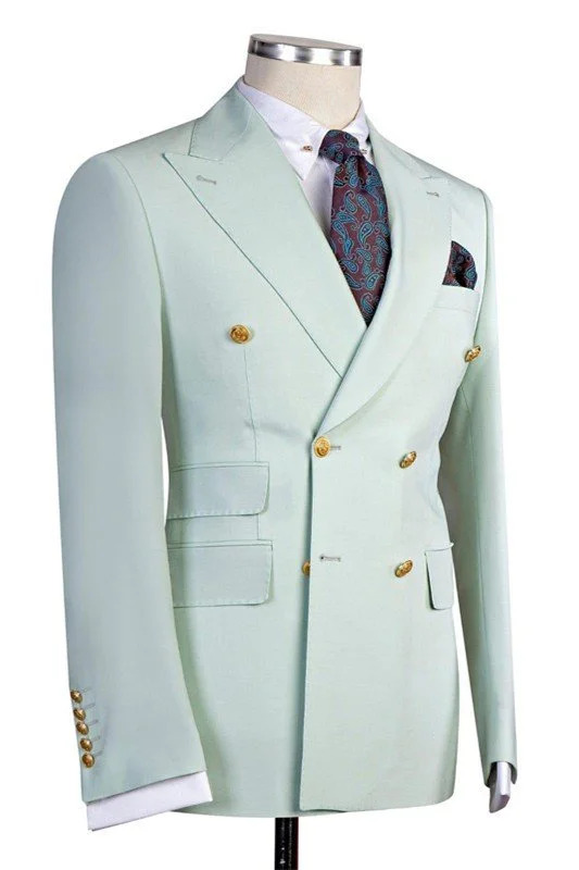 Fashion Bespoke Double Breasted Peaked Lapel Business Men Suits ...