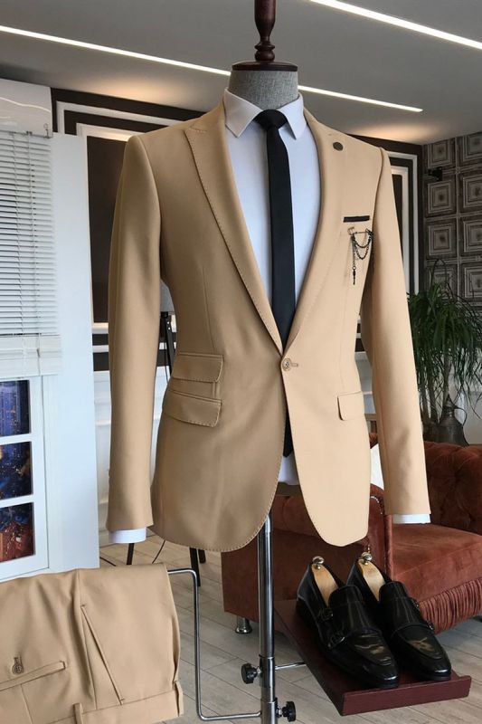 Baron Brown Point Lapel One Button Slim Fit Prom Men Suit | Bradymensuit