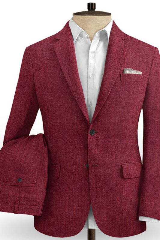 Trendy Red Men Blazer With Two Buttons | Linen Prom Evening Suits ...