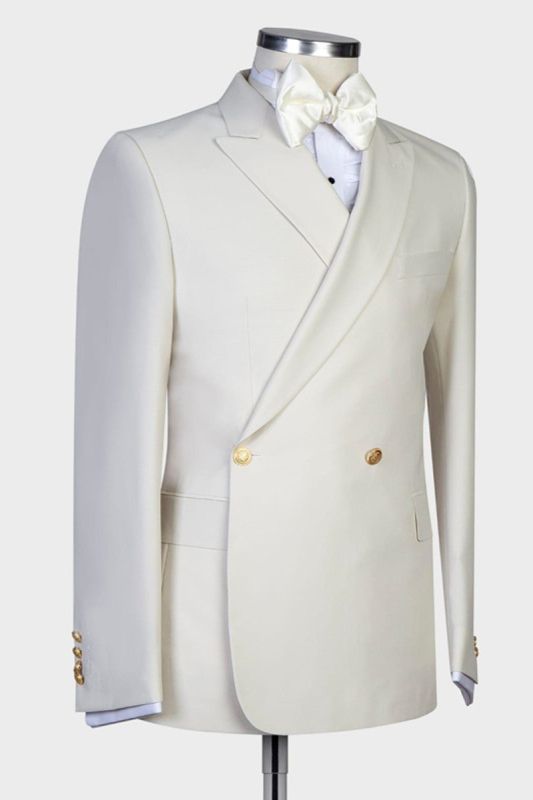 Lawrence New White Pointed Lapel Slim Fit Men Wedding Suit | Bradymensuit
