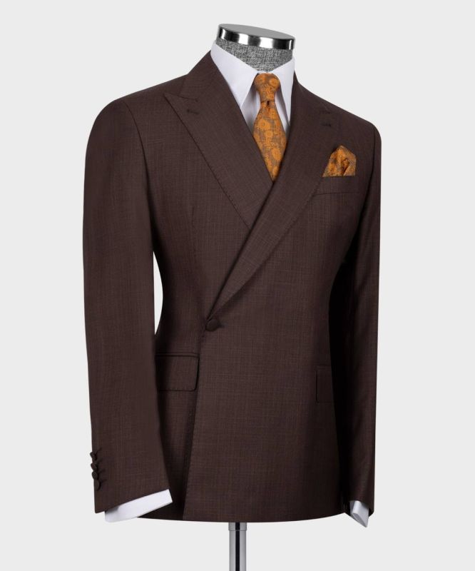 Modern Chocolate One Button Point Lapel Slim Fit Men Suits | Bradymensuit